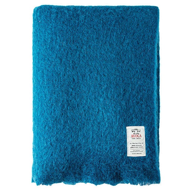 AVOCA Mohair Blend Blue Jade Throw 56"x72" Large
