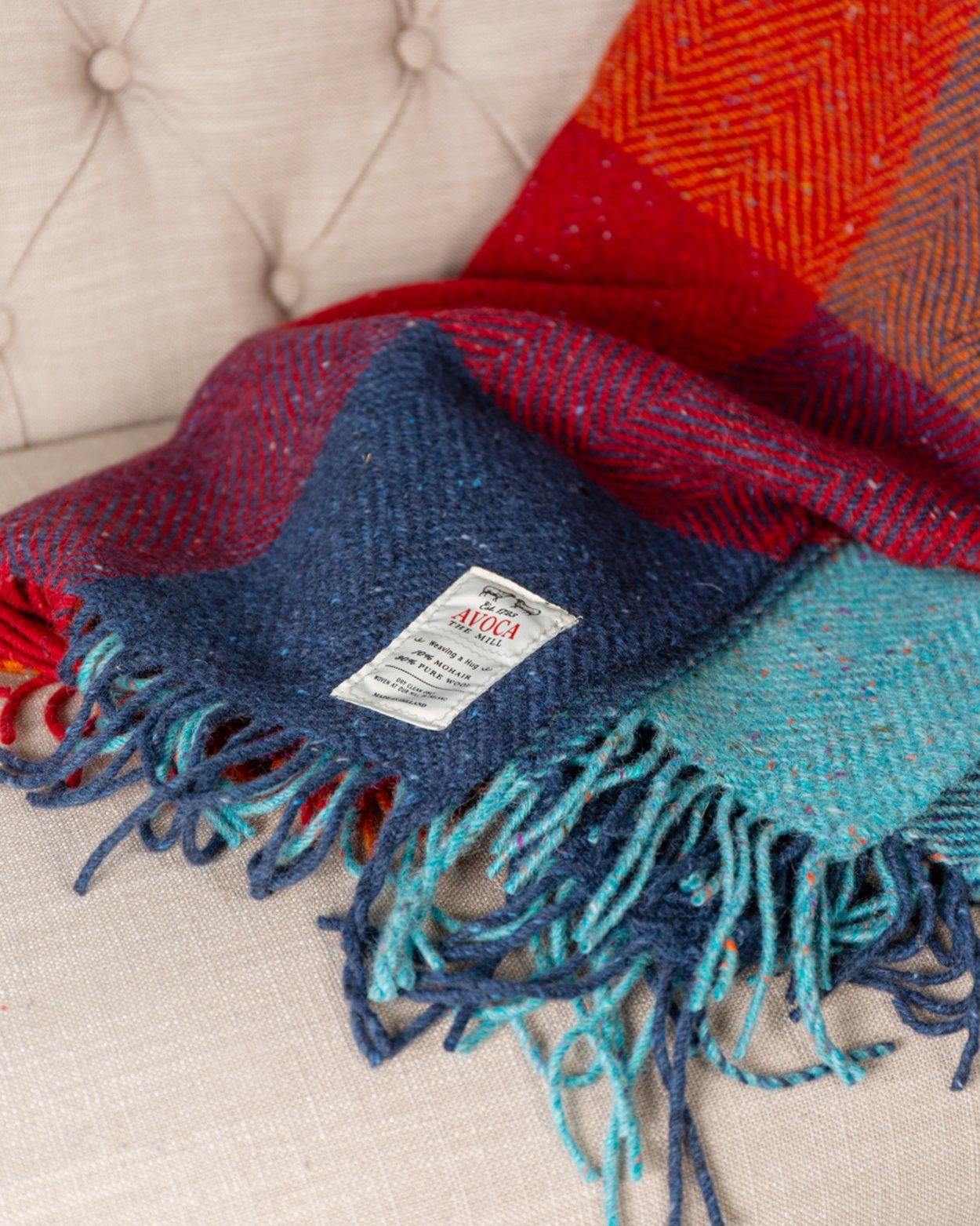 AVOCA Mohair Tweed Harriet Coral Throw 56"x72" Large