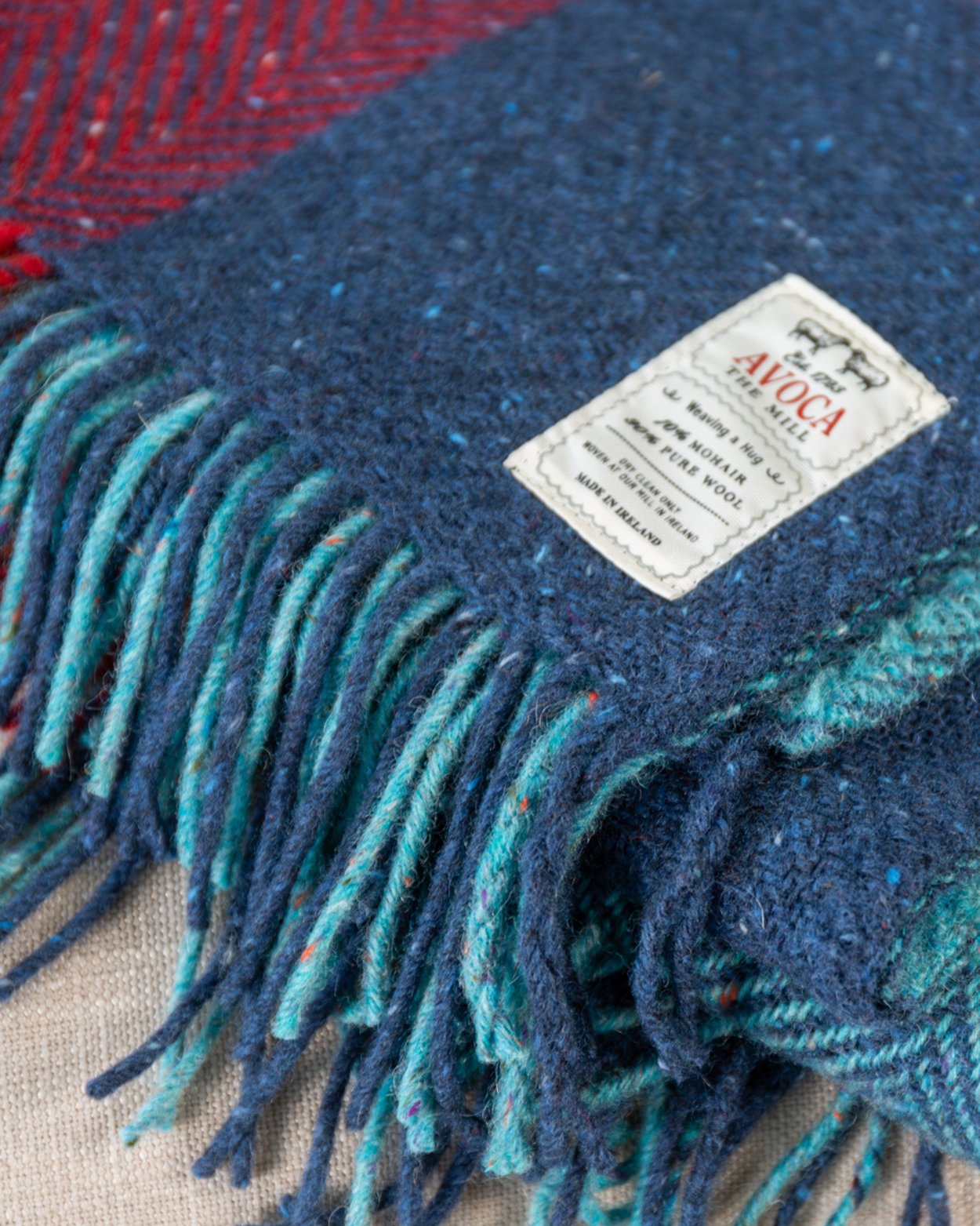 AVOCA Mohair Tweed Harriet Coral Throw 56"x72" Large